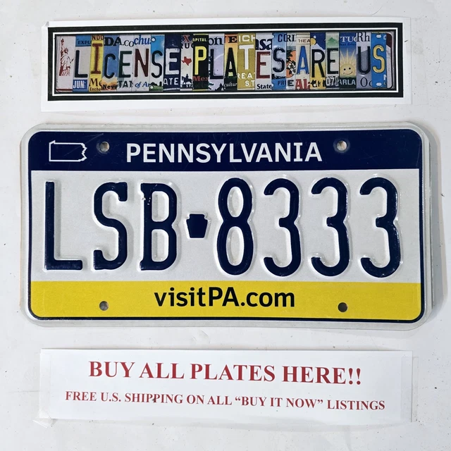 PENNSYLVANIA LICENSE PLATE 🔥Free📬🔥 Lsb 8333 ~ 3 Digit Triple Repeating ...
