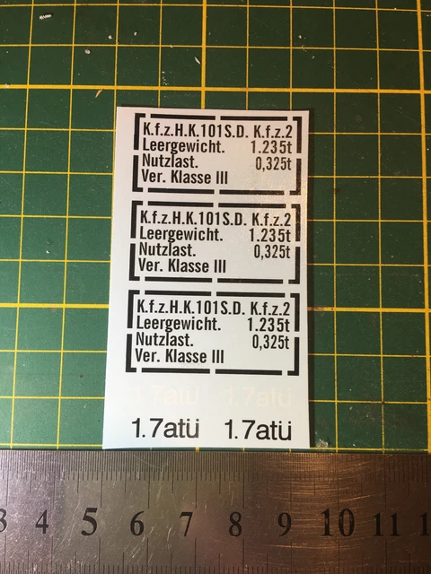 1:6 WW2 VERLADEKLASSENMARKIERUNGEN NSU Kettenkrad WWll Decals schwarz o ...