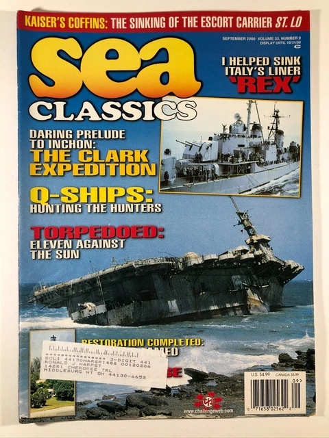 SEA CLASSICS MAGAZINE September 2000 WWI Q-Ships German U-Boats Korean ...