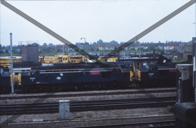 RAILWAY LOCOMOTIVE 35MM Slide – Class 37 007 Sitting At Depot Yard 1980 ...