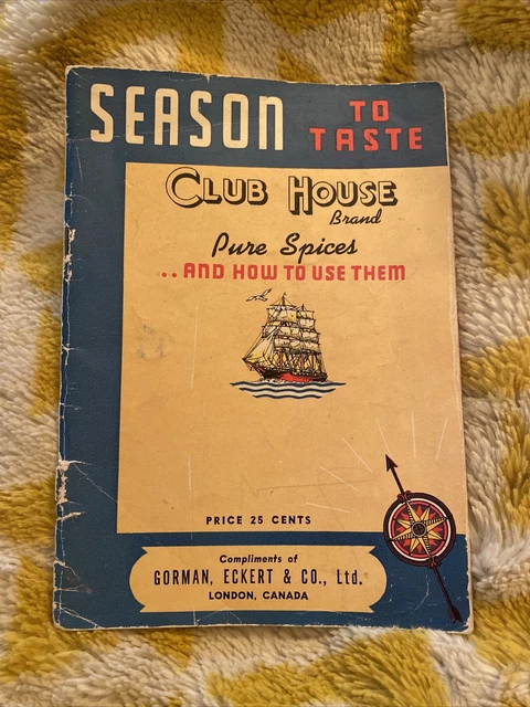 VINTAGE CLUB HOUSE Brand Spices Booklet, 1941 Vintage Recipe Book Retro ...