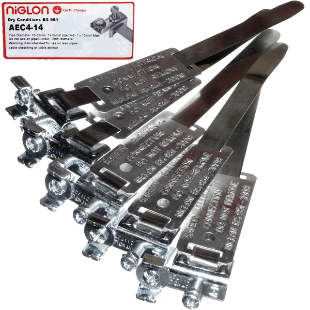 5 PACK EC14 Earth Bonding Clamps for 12 - 35mm Cable Wire Safety ...