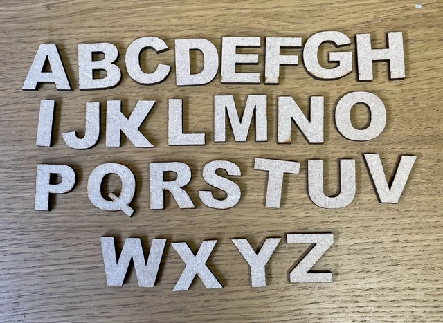WOODEN MDF ALPHABET Letters Craft Shapes ( 12 50mm letters of your ...