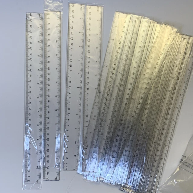 20 PACK CLEAR Plastic Ruler 12 Inch, 30cm Straight Ruler Transparent ...