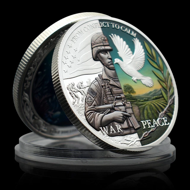 DOVE, SUNRISE, HOPE and Renewal Memory Coin Silver Plated Medal of War ...