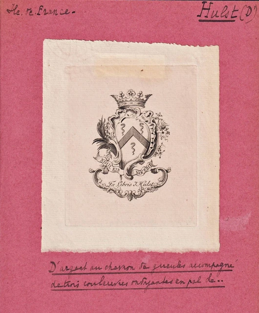 HULST ILE-DE-FRANCE EX-LIBRIS Wappen crest blason armorial bookplate ...