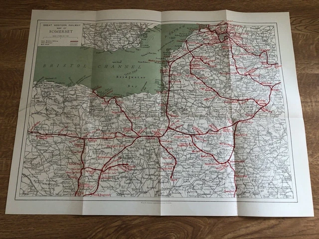 1934 GREAT WESTERN railway map of somerset EUR 18,66 - PicClick IT