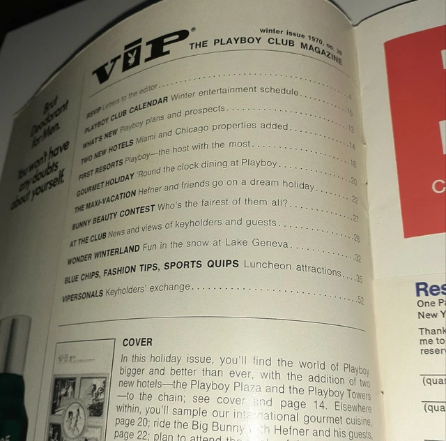 VIP PLAYBOY CLUB Magazine Winter 1970 Issue $30.00 - PicClick CA