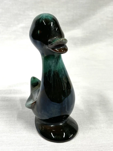 VINTAGE BMP BLUE Mountain Pottery Canada Duck Green Glaze Figurine 5½ ...