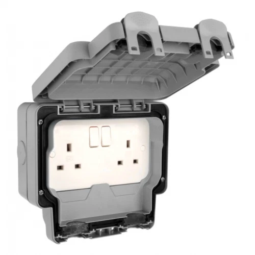 MK MASTERSEAL PLUS Socket 2 Gang Switched Socket IP66 Grey K56482 £32. ...