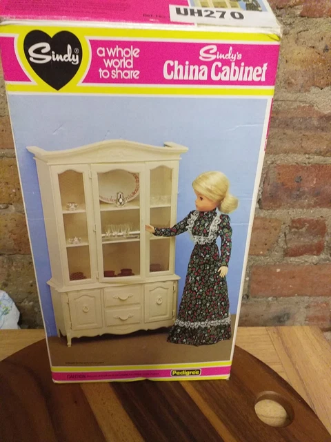 VINTAGE SINDY CHINA cabinet set almost complete pedigree good con £19. ...