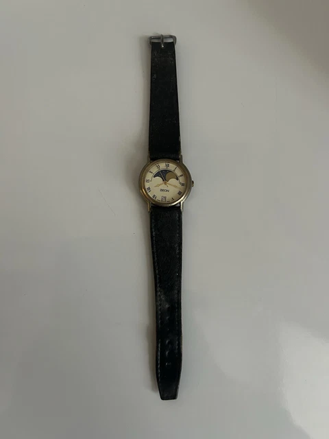 ZEON WATCH VINTAGE 1980s Moon Phase White Dial Needs New Battery £32.99 ...
