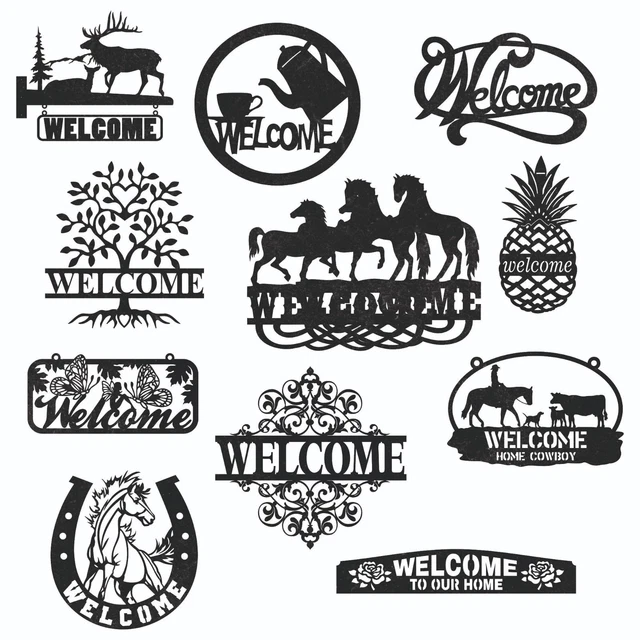 WELCOME SIGN DXF Plasma Laser Waterjet Plotter Cut Vector CNC £23.51 ...
