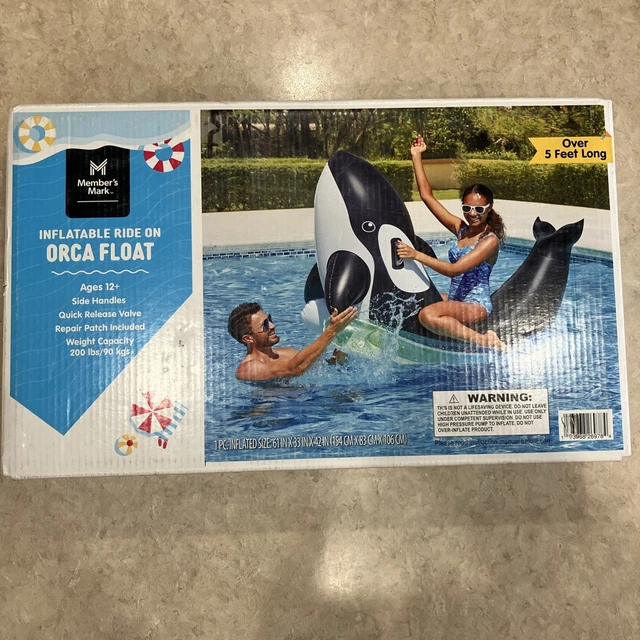 MEMBERS MARK OVERSIZED Orca Whale Pool Float w Side Handles Over 5 feet ...