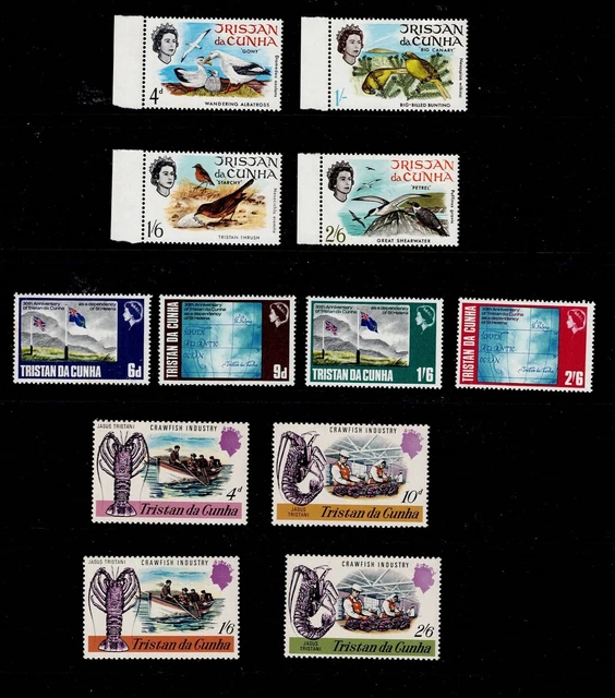 STAMPS BRITISH EMPIRE Tristan Da Cunha Three Mint Sets Of QE11 Stamps ...