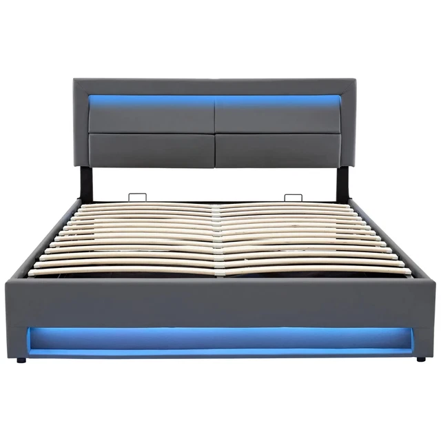 4FT6 DOUBLE BED with Under Storage and USB Charging, Wooden Double Bed ...