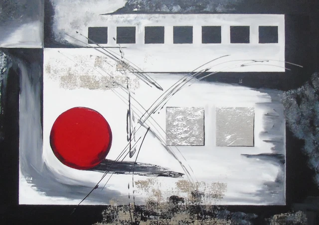 TABLEAU ART CONTEMPORAIN, moderne,abstrait,noir et rouge, peinture EUR ...