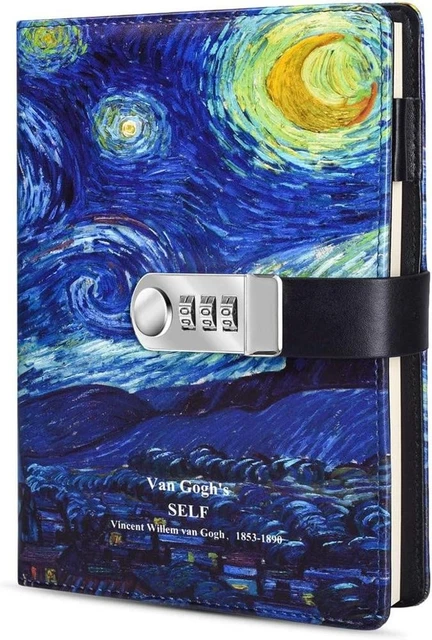 STARRY DIARY WITH Lock, A5 PU Leather Journal with Combination Lock ...