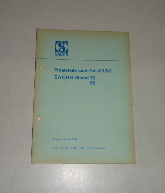 PARTS CATALOGUE / spare parts list Sachs-Stamo stationary motor 76 / 96 ...