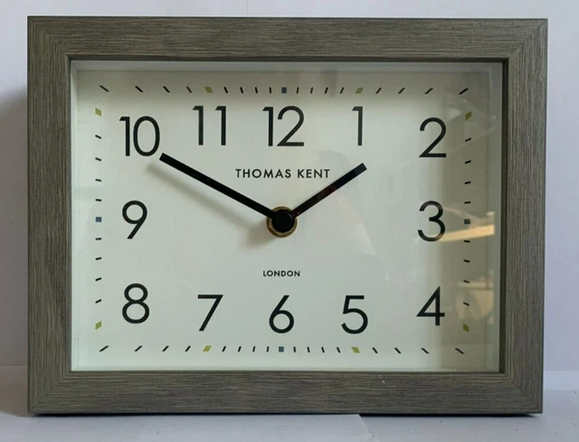 THOMAS KENT SMITHFIELD Rectangular Wood Finish Mantel Clock, 21cm, Grey ...