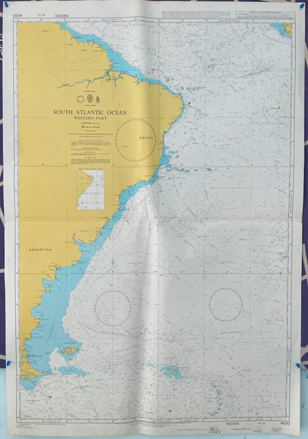 AMIRAUTÉ 4020 SUD Atlantique Océan Ouest Partie Carte Chart Maritime ...