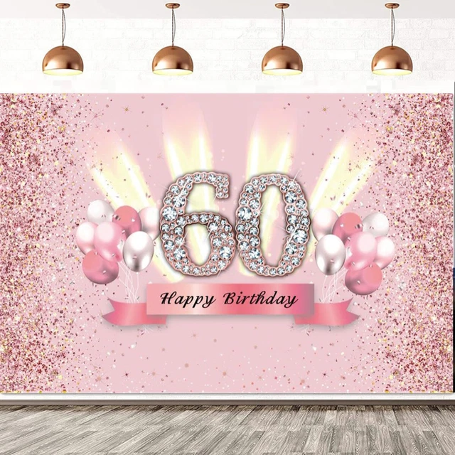 WOMEN PINK BACKDROP Happy 60th Birthday Photo Background Banner Party Decor $24.80 - PicClick AU