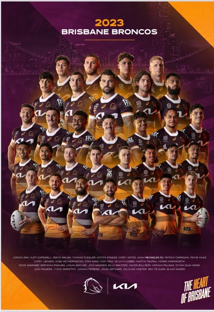 LAMINATED 2023 BRISBANE BRONCOS TEAM POSTER,BIG 420x300mm, NRL RUGBY ...