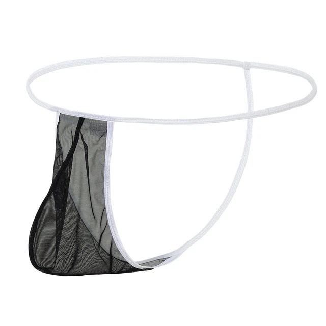 MENS G-STRINGS MESH See Through Big Pouch Comfort Thongs T-back ...