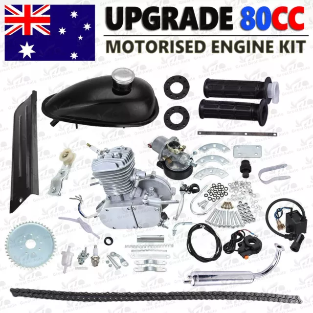 2-STROKE 80CC MOTOR Engine Motorised Kit Push Bike Motorized Bicycle ...