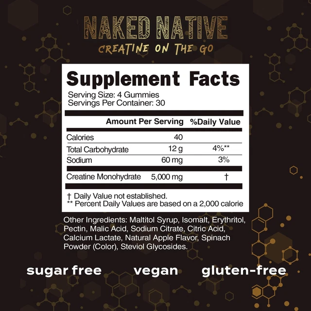 NAKED NATIVE CREATINE Monohydrate Gummies 5000 MG Chewable Gummies for Men & ... £72.54 ...