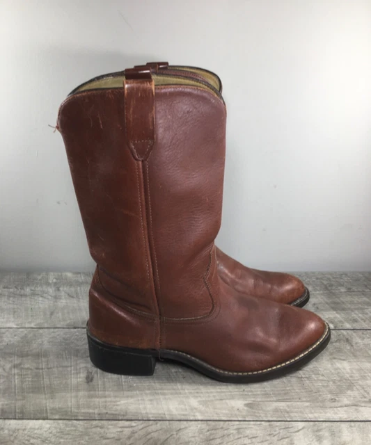 ACME COWBOY WESTERN Leather Biker Motorcycle Pull On Mens Boots Size 9. ...