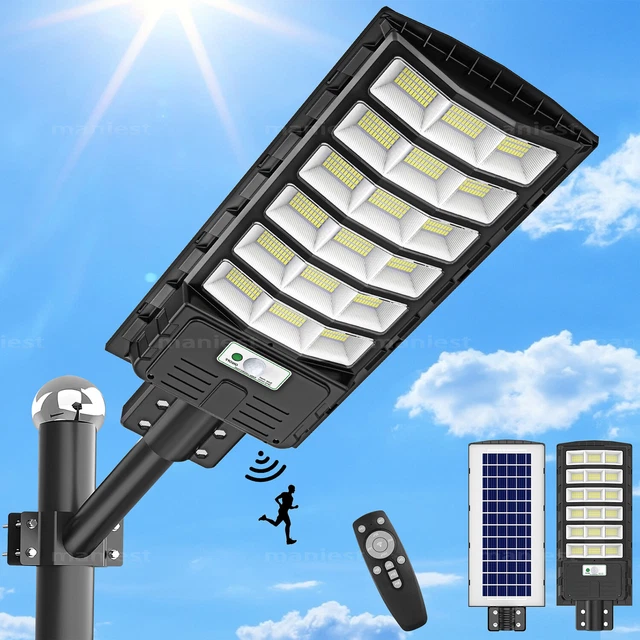 LED SOLAR STRASSENLAMPE Straßenlaterne mit Fernbedienung Solarleuchte Strahler EUR 49,99 ...