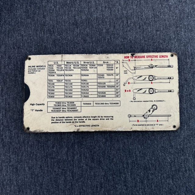 VINTAGE SNAP-ON TORQUE Computer Slide Chart Form No. SS-306F £13.27 ...