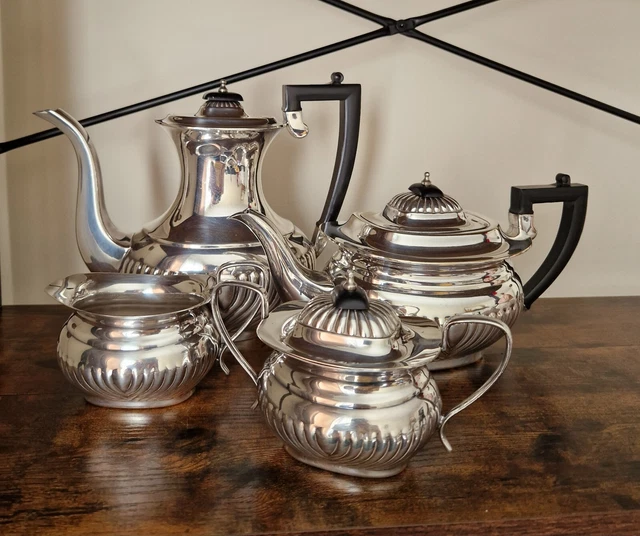 SHEFFIELD ENGLAND SILVER Plated Tea & Coffee Set – 4 Piece Vintage ...