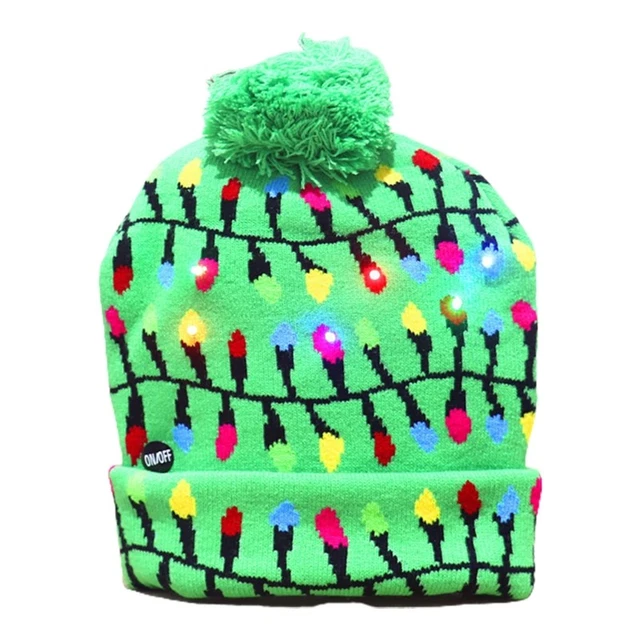 LED CHRISTMAS HAT Light Up Knitted Colorful Lights String Ugly Hat ...
