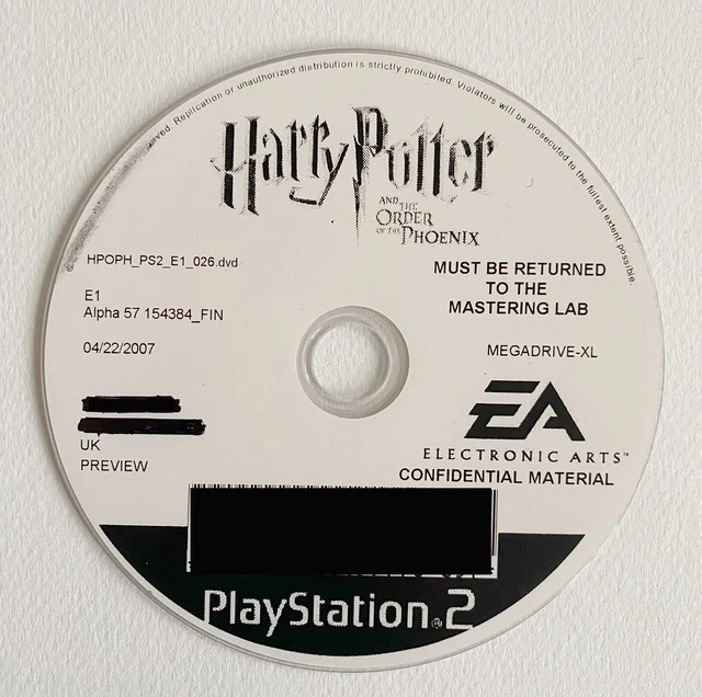 HARRY POTTER ORDER Of The Phoenix, Rare Preview Build, Ps2 Debug / Test ...