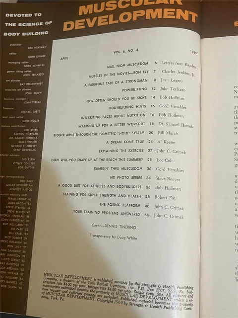 MUSCULAR DEVELOPMENT BODYBUILDING muscle magazine DENNIS TINERINO ...