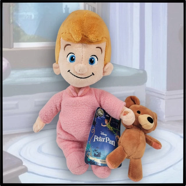 DISNEY STORE PETER Pan Michael Darling 11" Plush Doll Holding Teddy ...