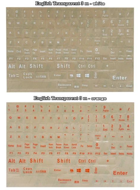 CLEAR TRANSPARENT SEE Through Keyboard Stickers in 35 Languages and 7 ...