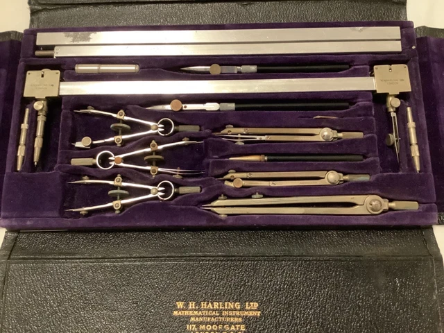 VINTAGE W H Harling Draftsmans Instruments Mechanical Drafting Tools ...