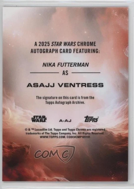 2025 TOPPS CHROME Star Wars Auto Nika Futterman as Asajj Ventress #A-AJ ...