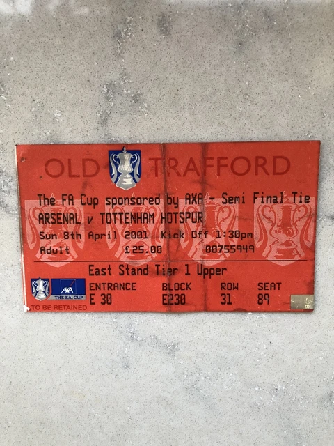Arsenal V Tottenham Hotspur Fa Cup Semi Final Ticket 2001 £4 99