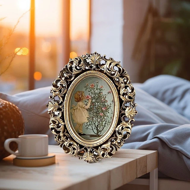 ANTIQUE PHOTO FRAME Oval Photo Display Rack Picture Frames Home ...