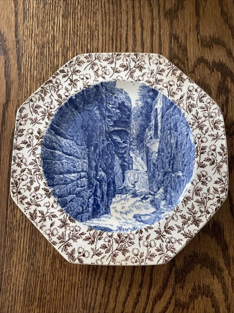 ANTIQUE WEDGWOOD TRANSFERWARE Flume Gorge With Boulder Plate Waterfall ...