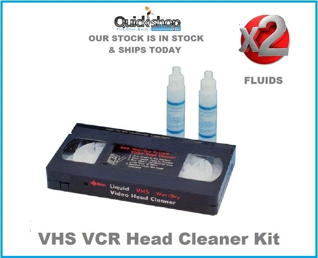 VHS VCR HEAD Cleaner Kit for Video Tape Cassette AND 2 x 20ML Cleaning ...