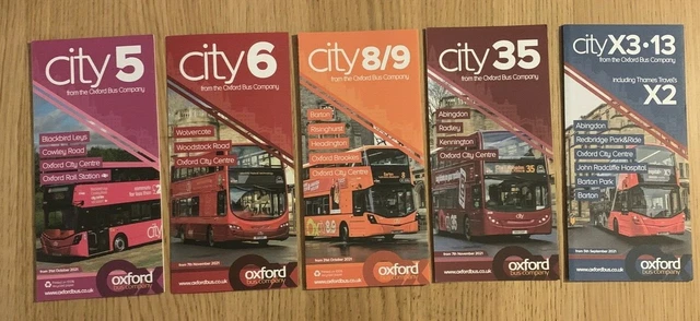 OXFORD BUS COMPANY: 5 x Timetable leaflets City of Oxford routes Autumn ...