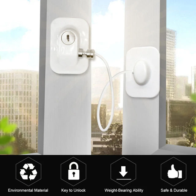 CHILD SAFETY CABLE Window Lock With Keys Anti-fall Security Limit Lo ...
