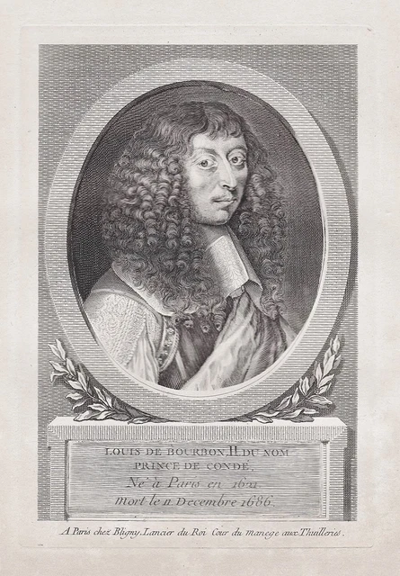 LOUIS II DE Bourbon Prince Condé Général Portrait Gravure sur Cuivre ...