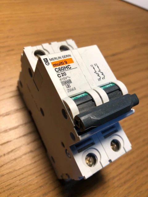 MERLIN GERIN 25660 Mcb Merlin Gerin 20 Amp Mcb 2P 20A C20 C60Hc Multi 9 New £9.45 - PicClick UK