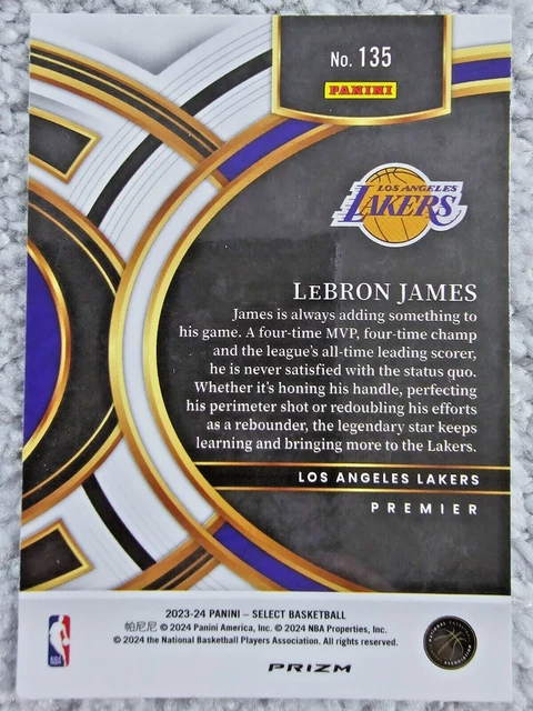 2023-24 LEBRON JAMES Panini Select Premier Base Zebra Prizm Case Hit ...